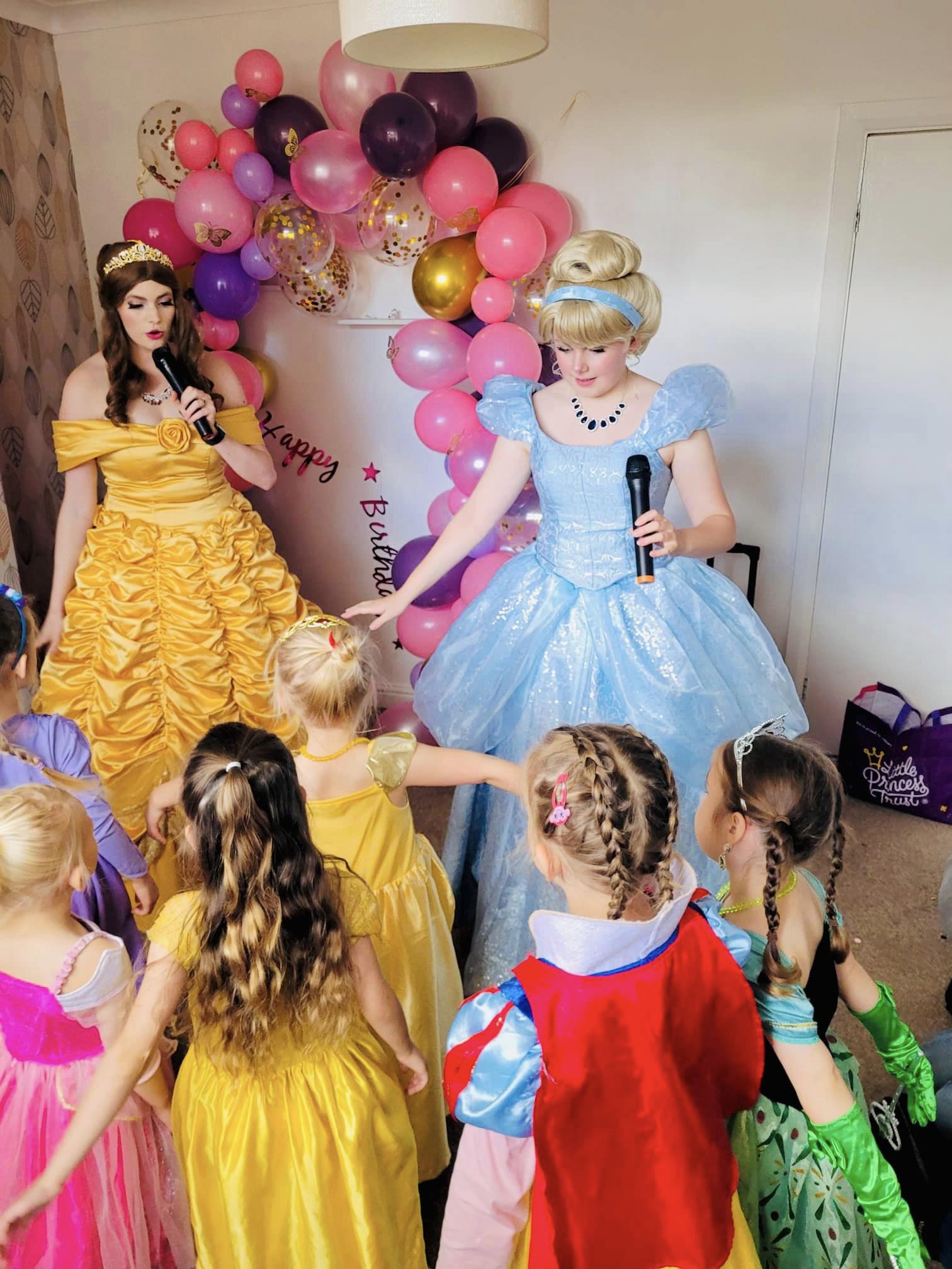 The Rose and Glass Princess Duo | Tiara Princess Parties Manchester